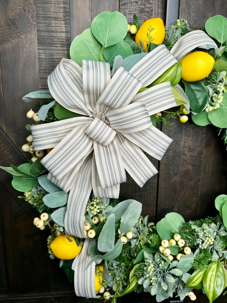 Handmade Lemon Wreath, Summer Kitchen Decor, Summer Door Decor With ...