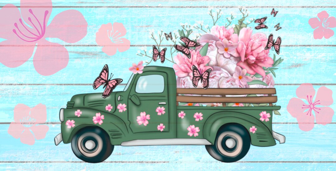 Spring Flower Truck Wreath Sign, Spring Wreath Attachment, Spring Decor ...