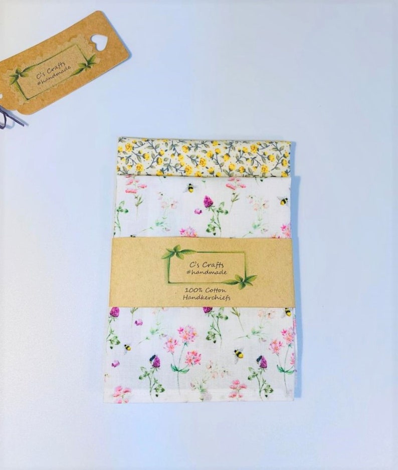 Floral Bees Cotton Handkerchief - Eco Friendly Hanky - Etsy