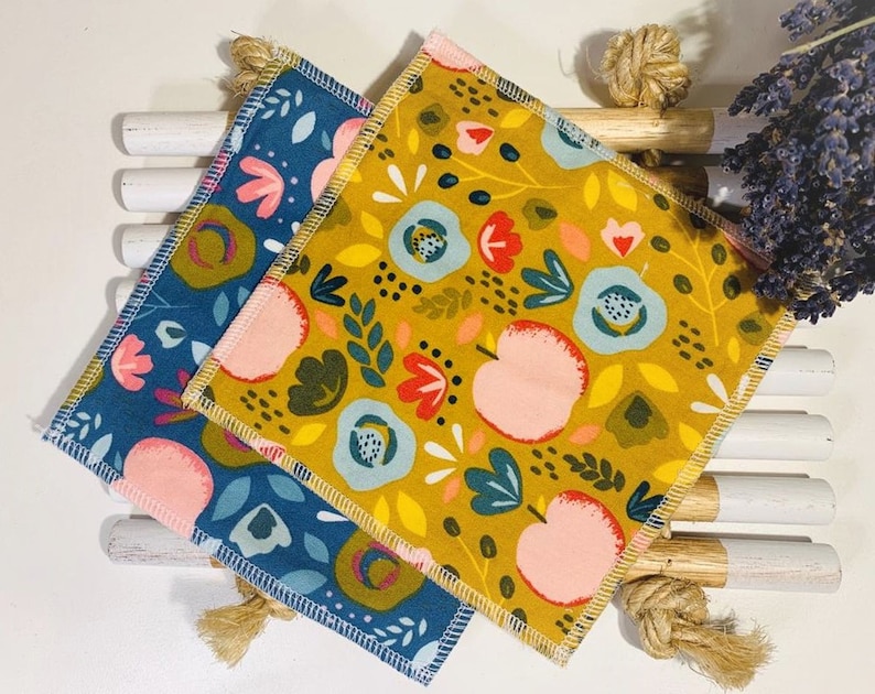 Handmade Reusable Beauty Cotton Wipes Floral Bees/apples and Organic ...