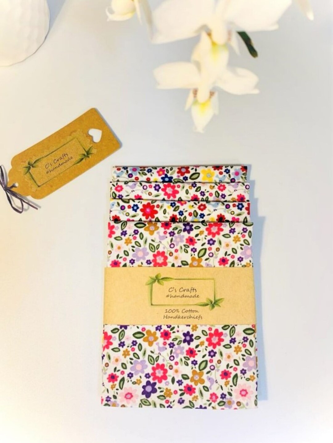 100% Oeko-tex Cotton Handkerchief ROSE & HUBBLE Floral Fabric Gift ...