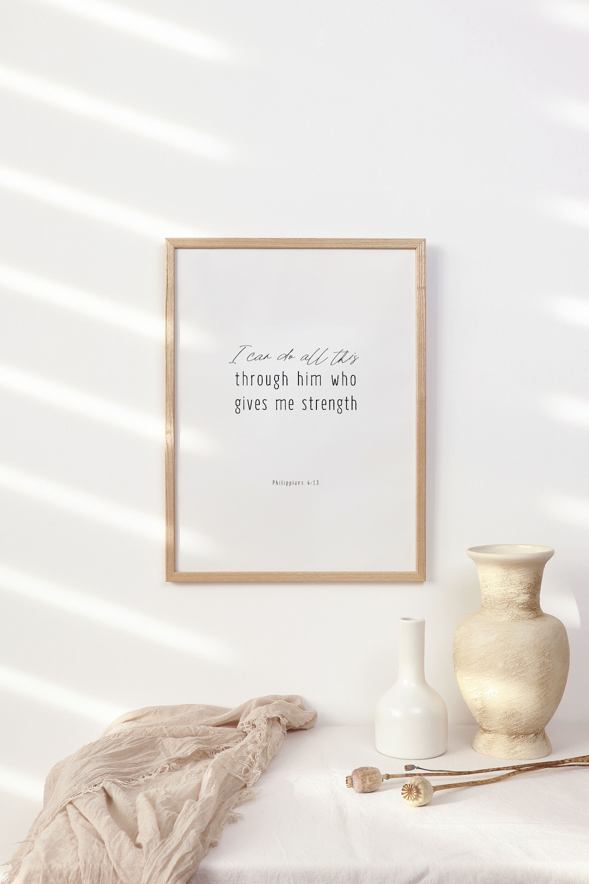 Philippians 4:13 Bible Verse Wall Art Minimalist Home Decor - Etsy