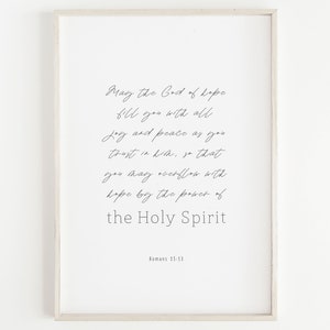 Bible Verse Wall Art, May the God of Hope Fill You Print, Scripture ...