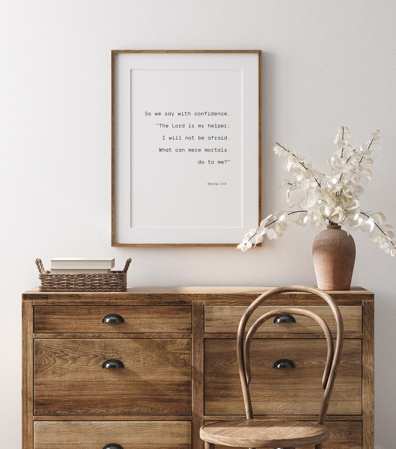 Hebrews 13:6 Bible Verse Wall Art Download, Minimalist Modern Scripture ...
