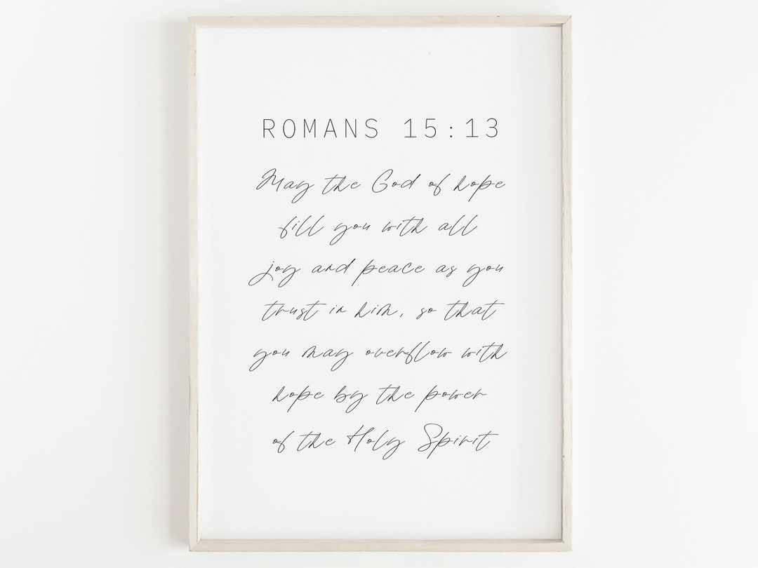 Romans 15:13 Bible Verse Wall Art, Modern Scripture Print, Bedroom Art ...