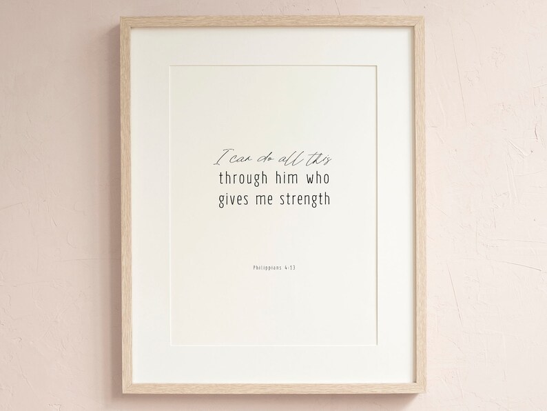 Philippians 4:13 Bible Verse Wall Art Minimalist Home Decor - Etsy