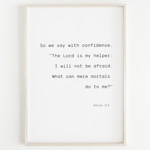 Hebrews 13:6 Bible Verse Wall Art Download, Minimalist Modern Scripture ...