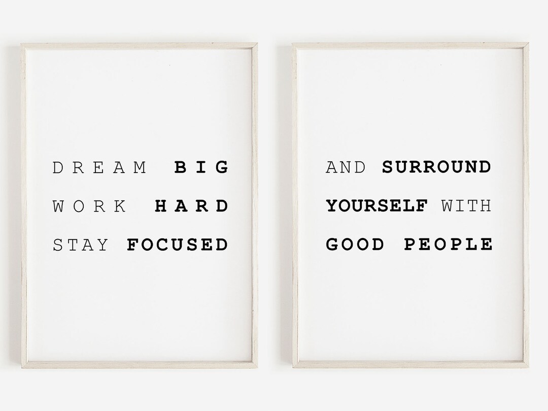 Motivational Quote Print, Dream Big Work Hard Stay Focused Set of 2 ...