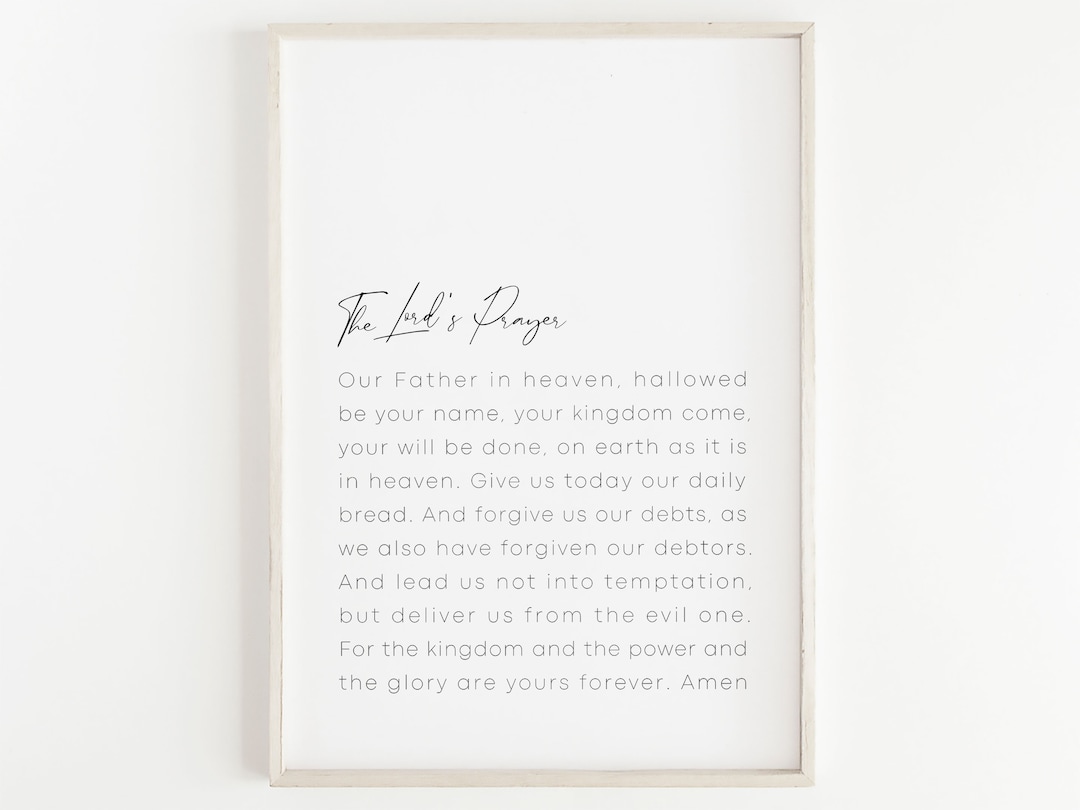 The Lord's Prayer Print, Minimalist Bible Verse Wall Art, Modern Home ...