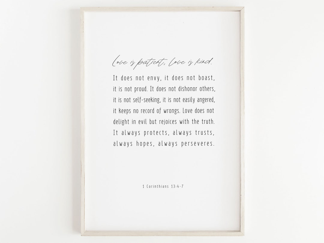Bible Verse Poster, Love is Patient Love is Kind Print, 1 Corinthians ...