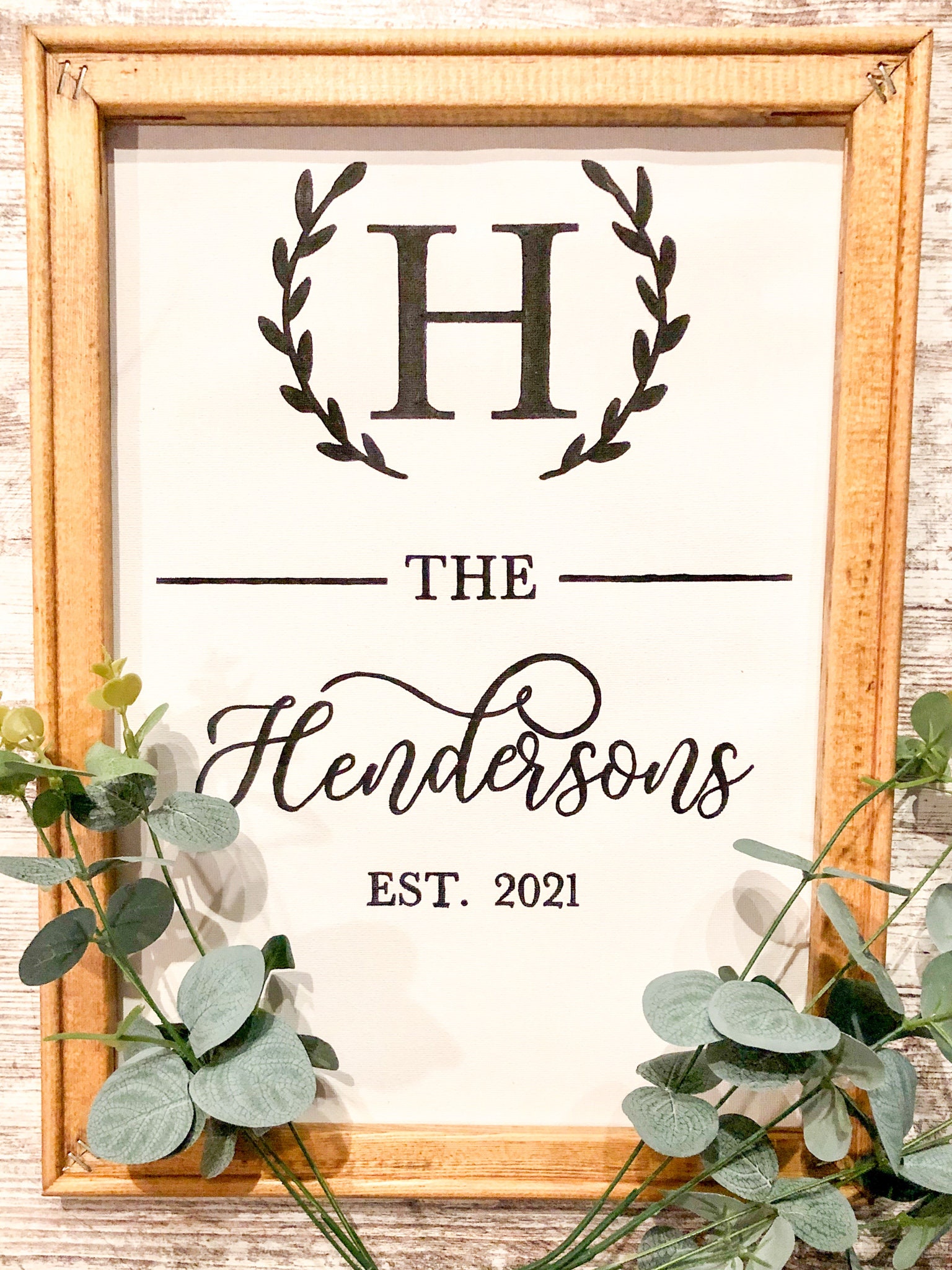 Custom Hand-painted Last Name Reverse Canvas Custom Family | Etsy