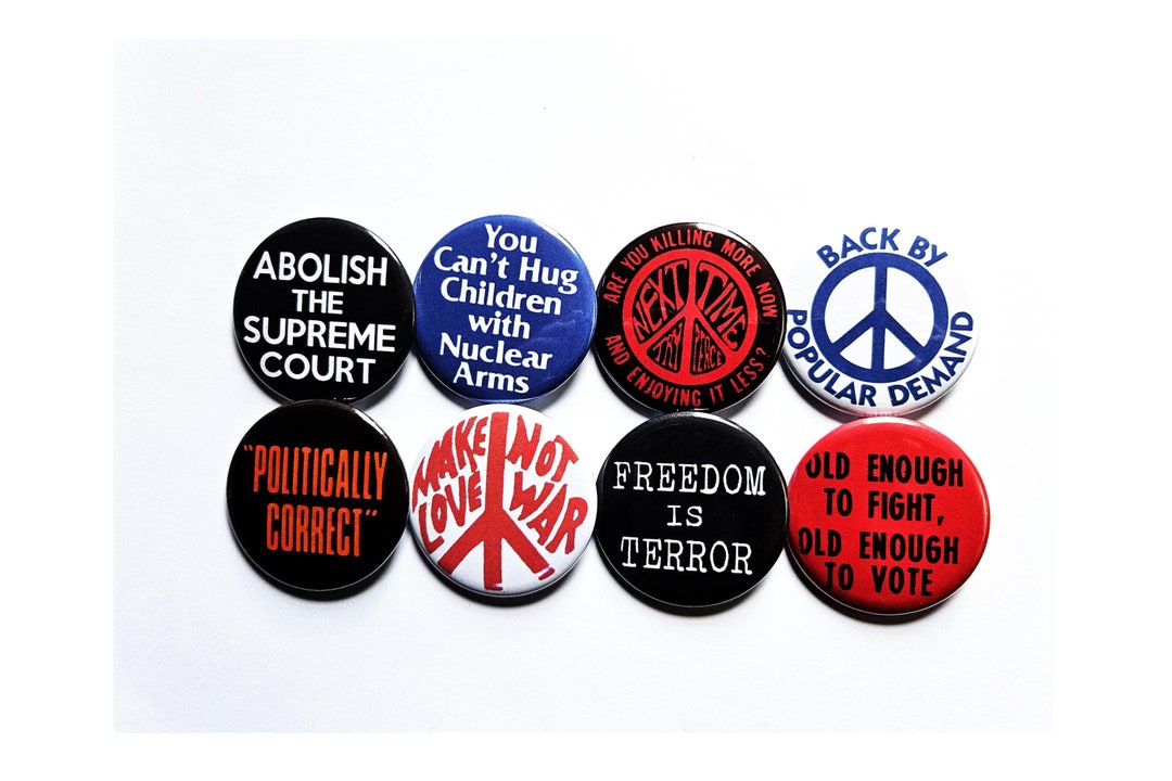 Vintage Reproduction Buttons Magnets & Bottle Openers. Political Set 09 ...