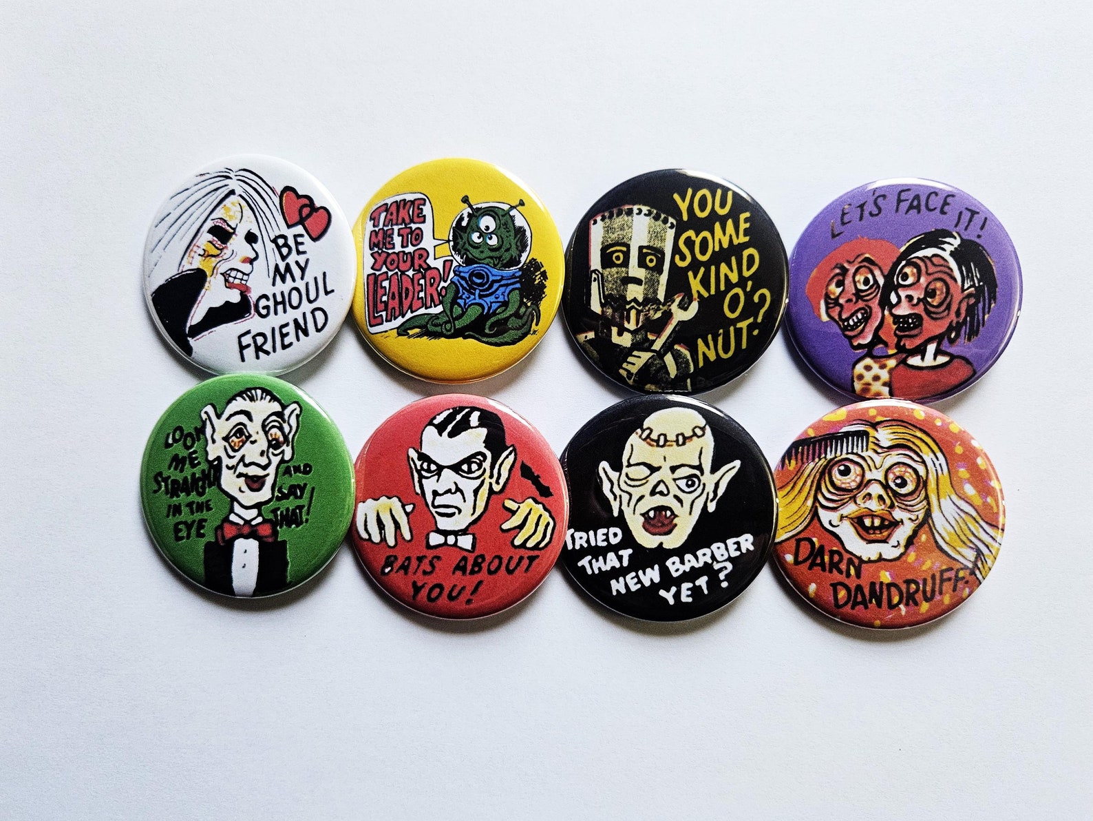 Vintage Reproduction Buttons Magnets & Bottle Openers. Horror Set 02 - Etsy