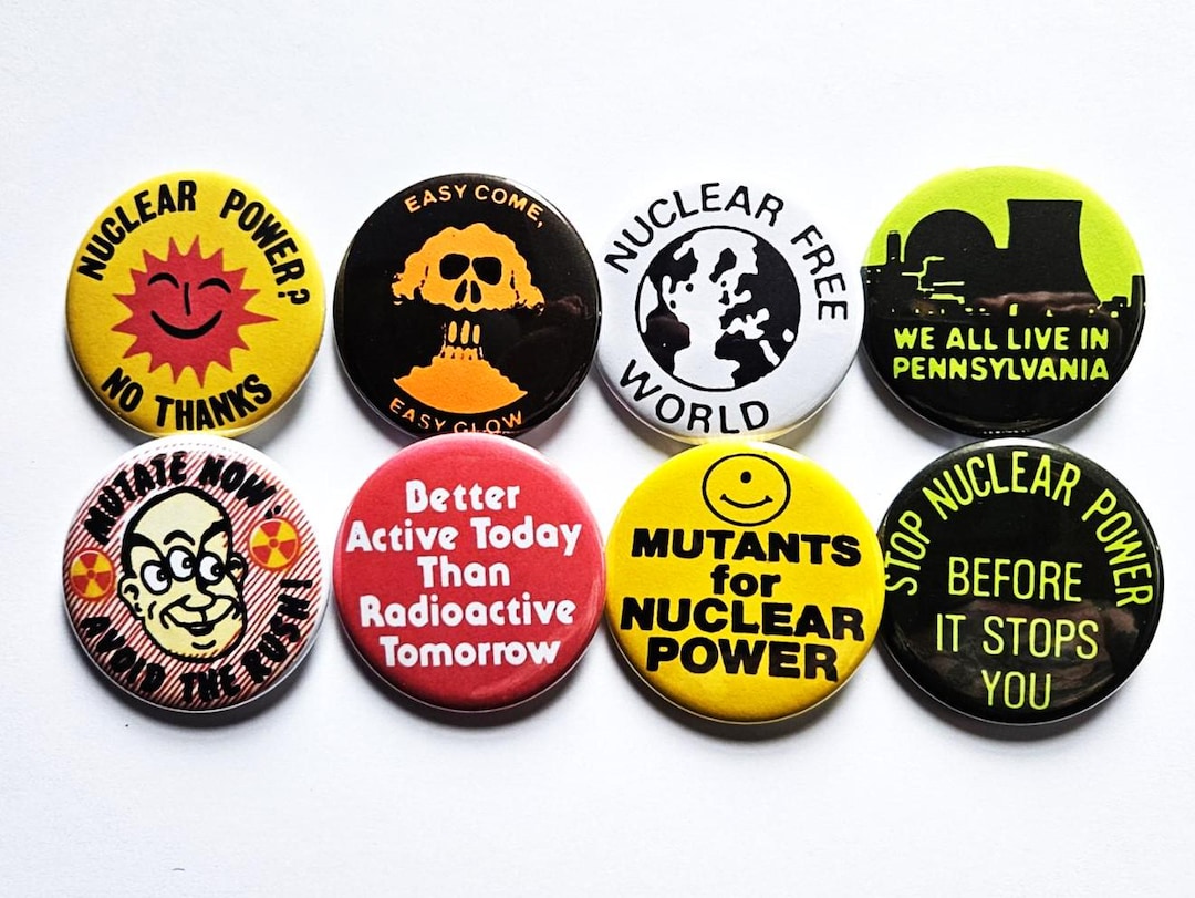 Vintage Reproduction Buttons Magnets & Bottle Openers. Nuclear Set 02 ...
