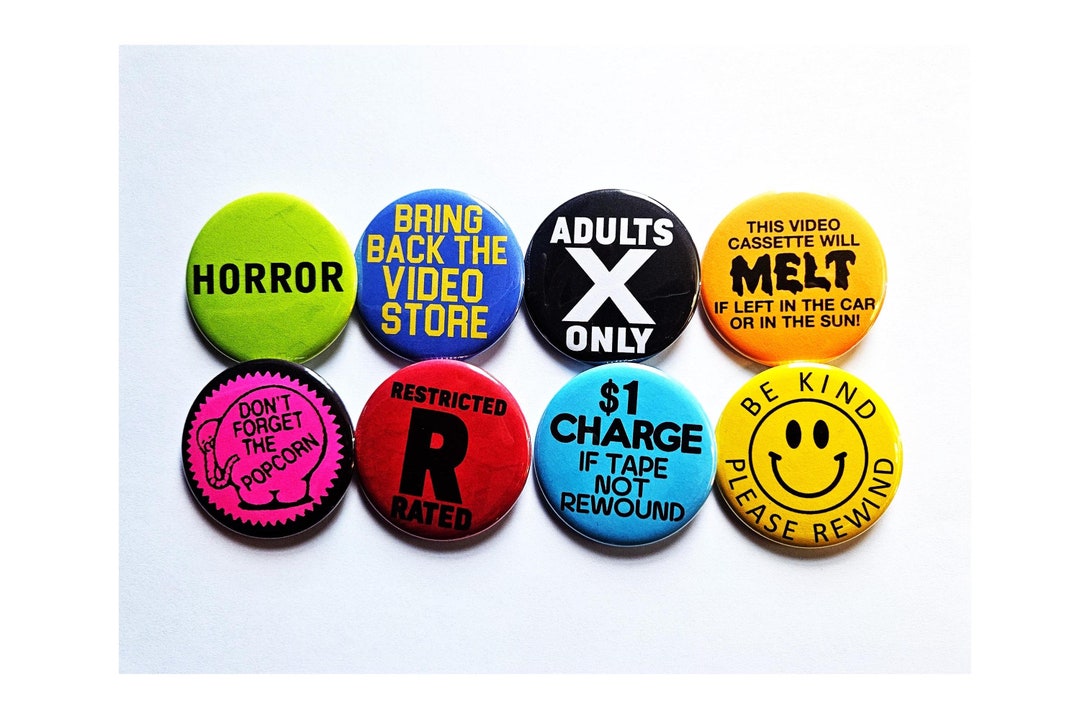Video Rental Sticker Buttons Magnets & Bottle Openers. Set 01 - Etsy