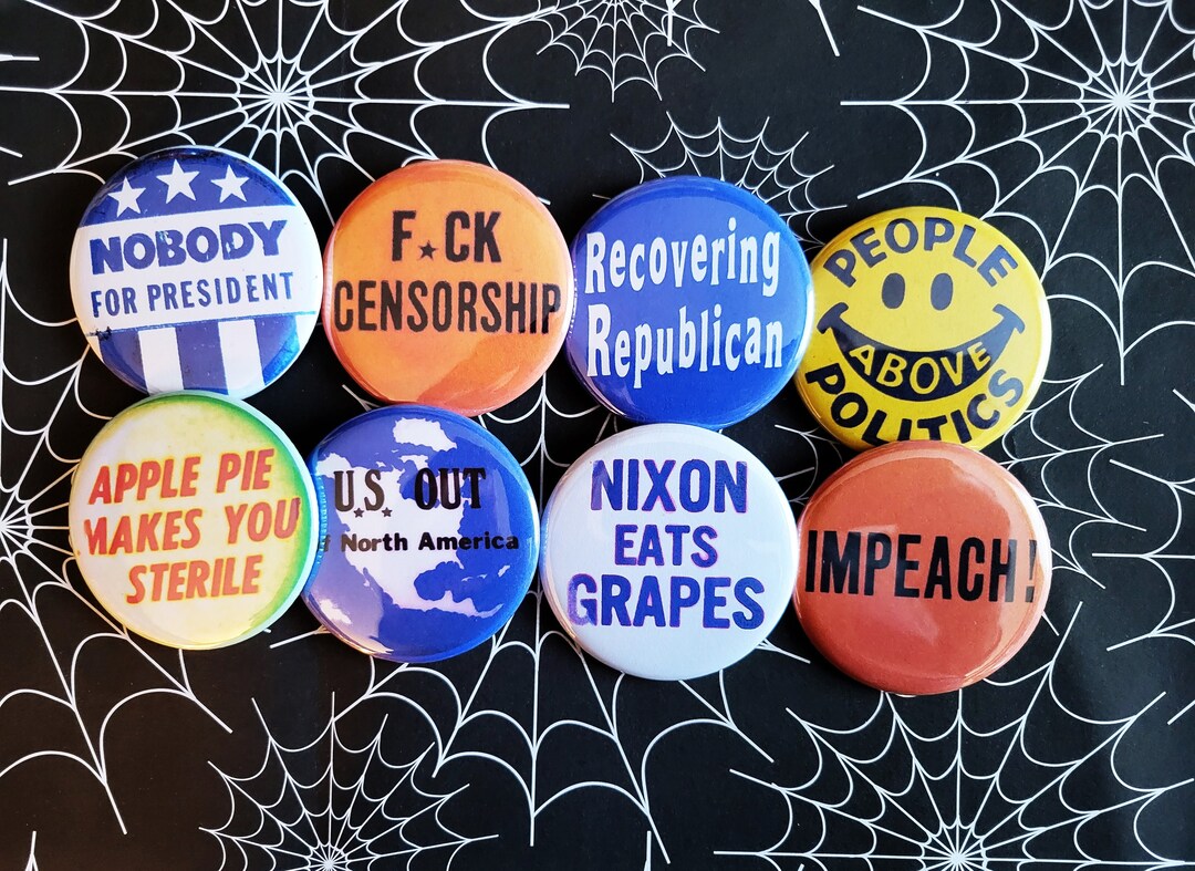 Vintage Reproduction Pinback Buttons & Bottle Openers. Political Set 4 ...