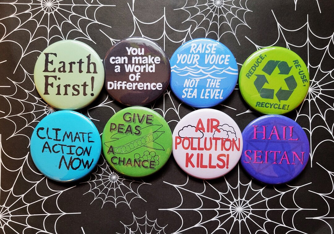 Vintage Reproduction Pinback Buttons & Bottle Openers. Environmental ...