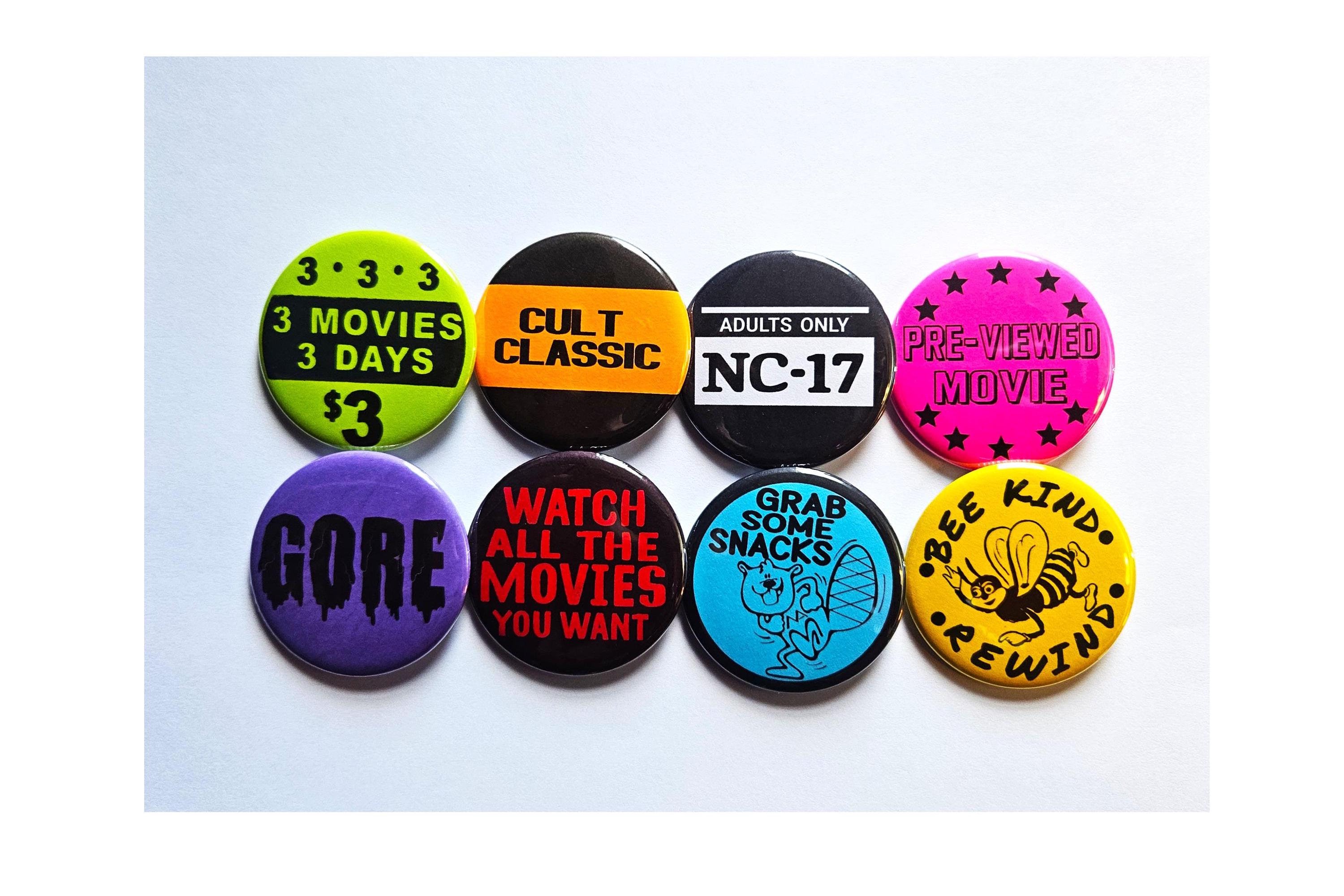 Video Rental Sticker Buttons Magnets & Bottle Openers. Set 02 - Etsy