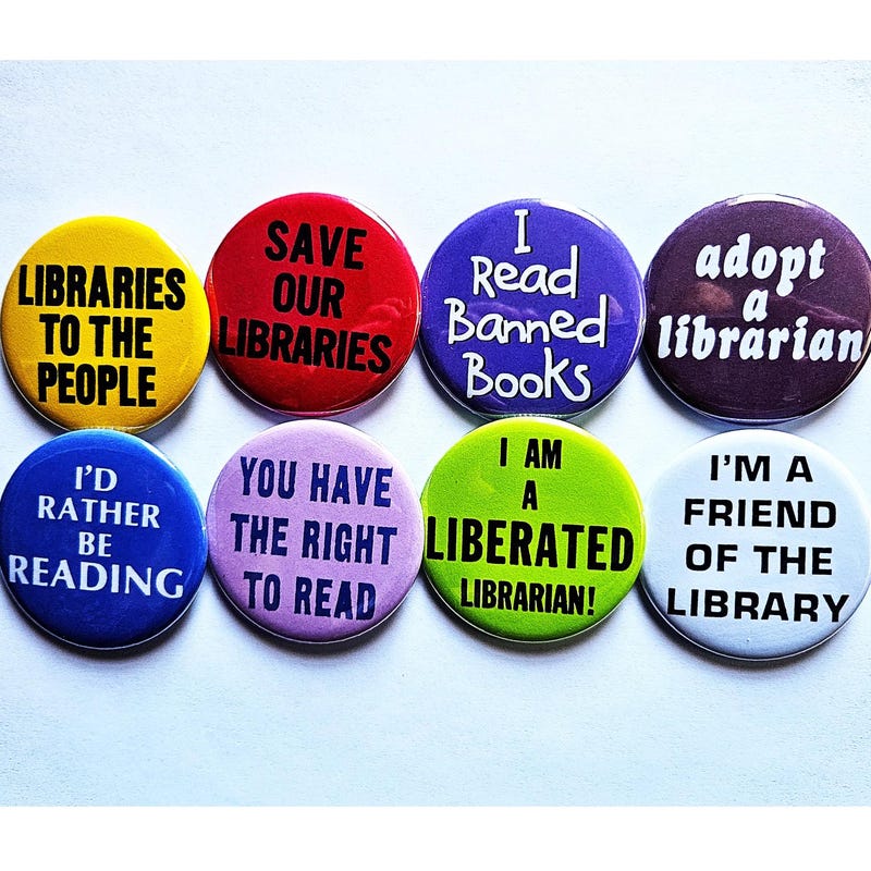 Library Buttons - Etsy