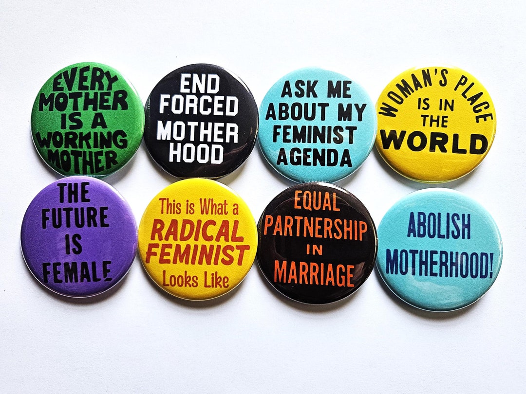 Vintage Reproduction Buttons Magnets & Bottle Openers. Feminist Set 02 ...