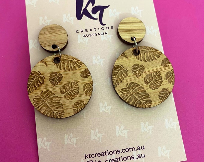 Acrylic and Bamboo statement earrings by KTCreationsAustralia