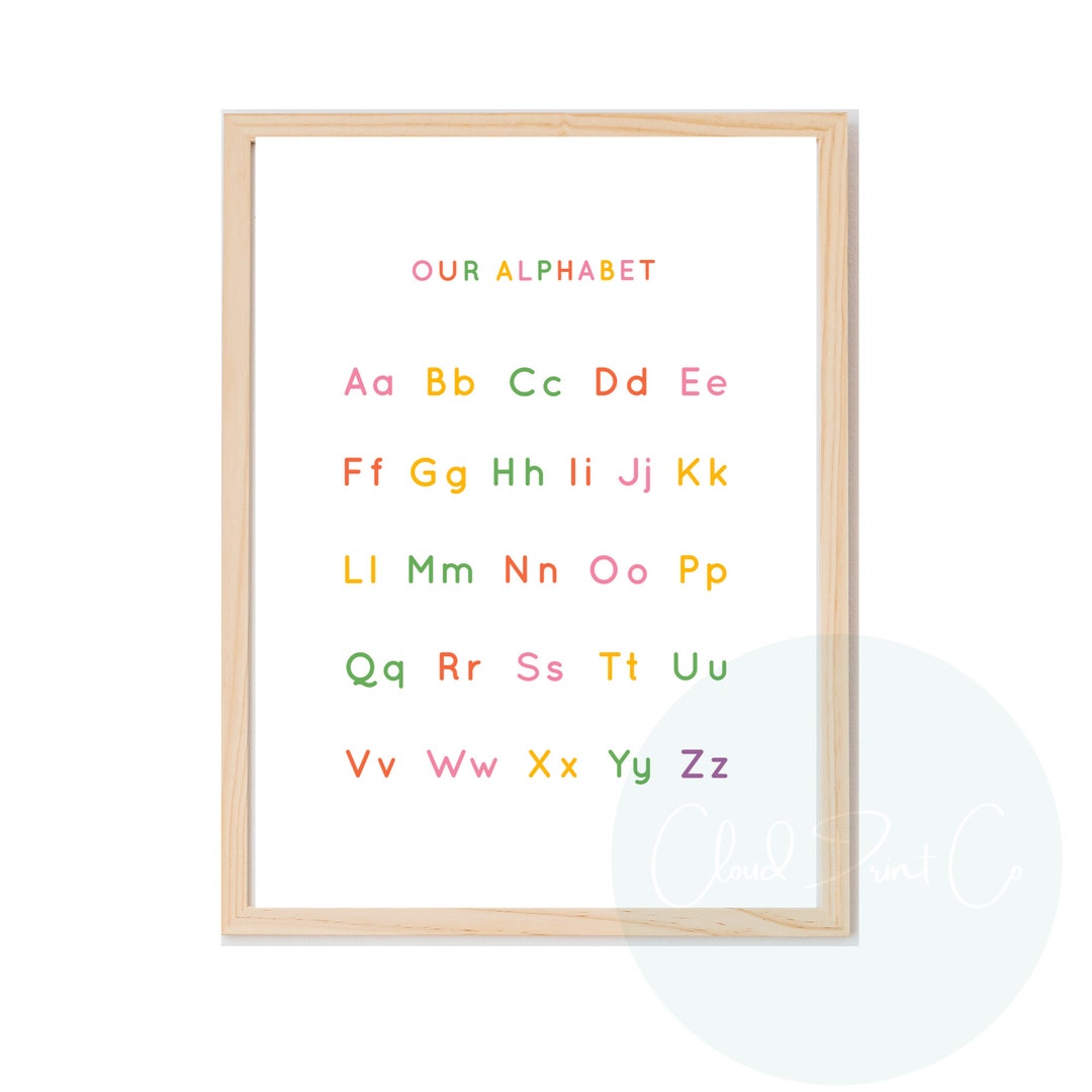 Rainbow Alphabet Print, Printable Wall Art, Nursery, ABC, Educational ...