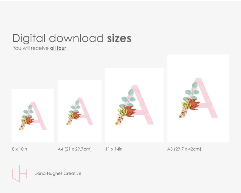 Floral Letter R Name Sign Printable - Initial Sign Wall Art - Nursery ...