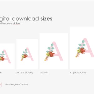 Floral Letter G Name Sign Printable - Initial Sign Wall Art - Nursery ...