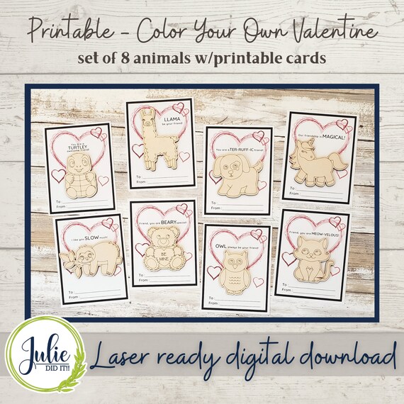 Instant Digital Download: Color Your Own Valentine With - Etsy