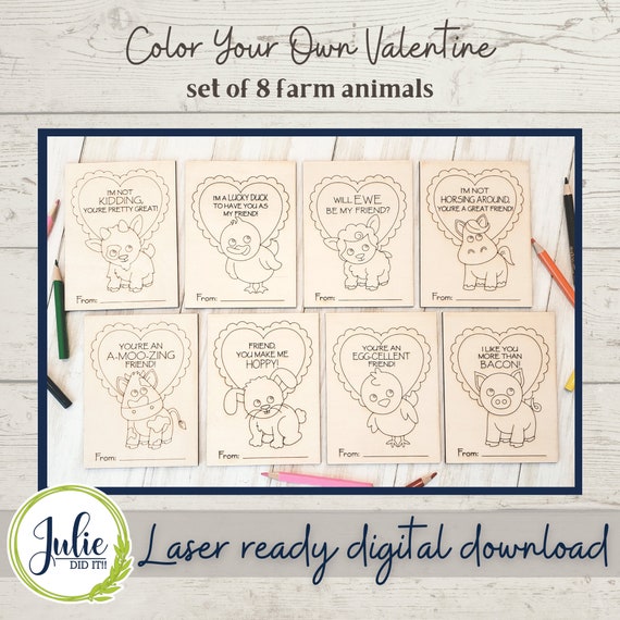 Instant Digital Download: Color Your Own Valentine Farm | Etsy