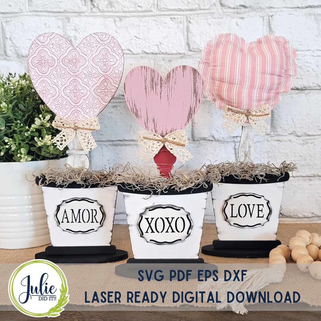 Instant Digital Download: Bucket Heart Trio Shelf Sitters - Etsy