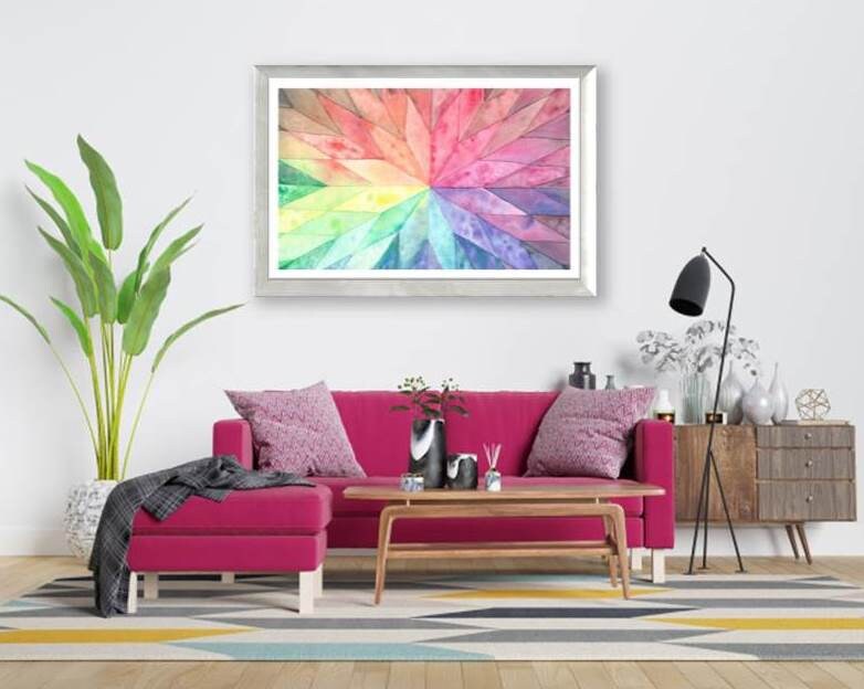 PRINTABLE Watercolor Art, Rombus Art, Rainbow Colors - Etsy