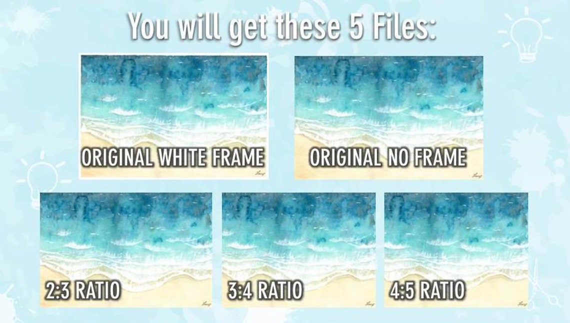 PRINTABLE Watercolor Art, Beach Waves, Ocean - Etsy