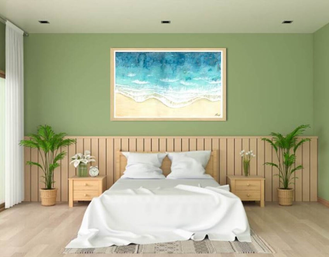 PRINTABLE Watercolor Art, Beach Waves, Ocean - Etsy