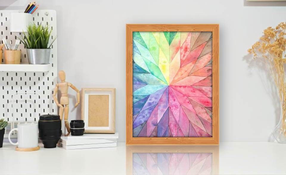 PRINTABLE Watercolor Art, Rombus Art, Rainbow Colors - Etsy