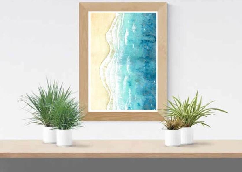 PRINTABLE Watercolor Art, Beach Waves, Ocean - Etsy
