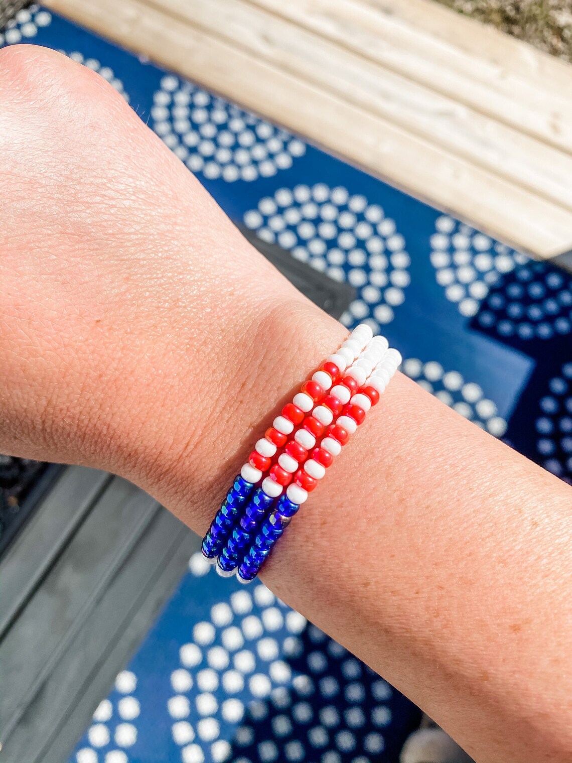 American Flag Bracelet Stack Bracelet Personalized | Etsy