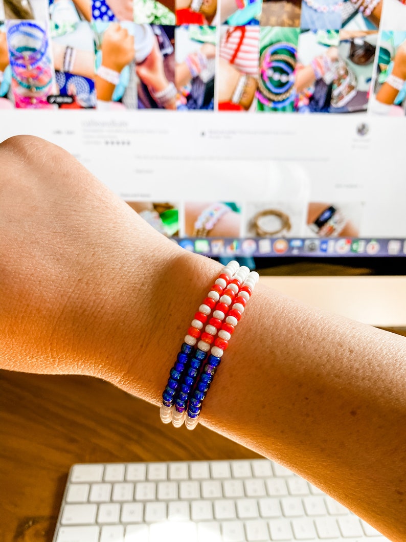 American Flag Bracelet Stack Bracelet Personalized | Etsy