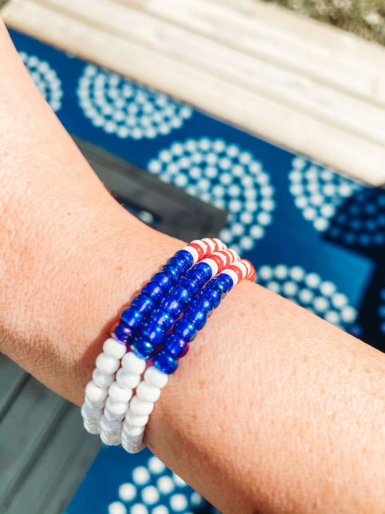 American Flag Bracelet Stack Bracelet Personalized | Etsy