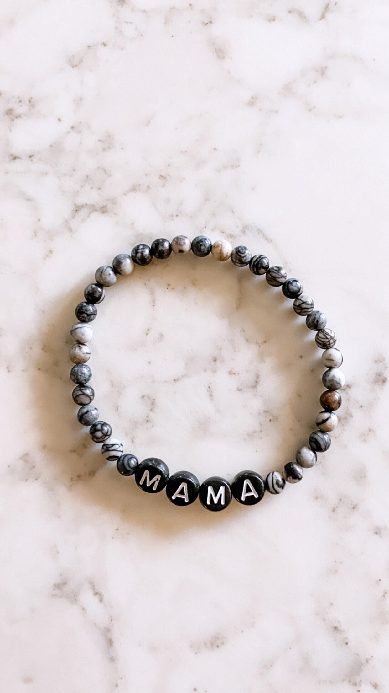 Black Marble Custom Bead Bracelet Stack Bracelet | Etsy