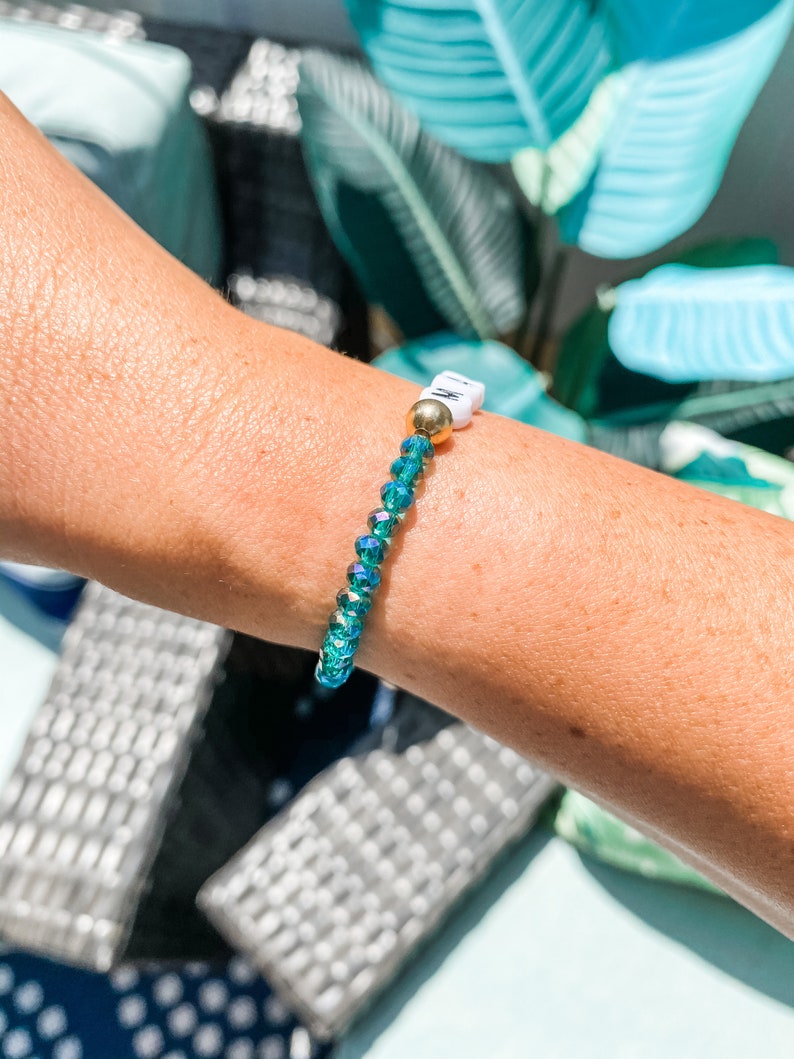 Sparkling Crystal Teal Bead Bracelet Stack Bracelet - Etsy