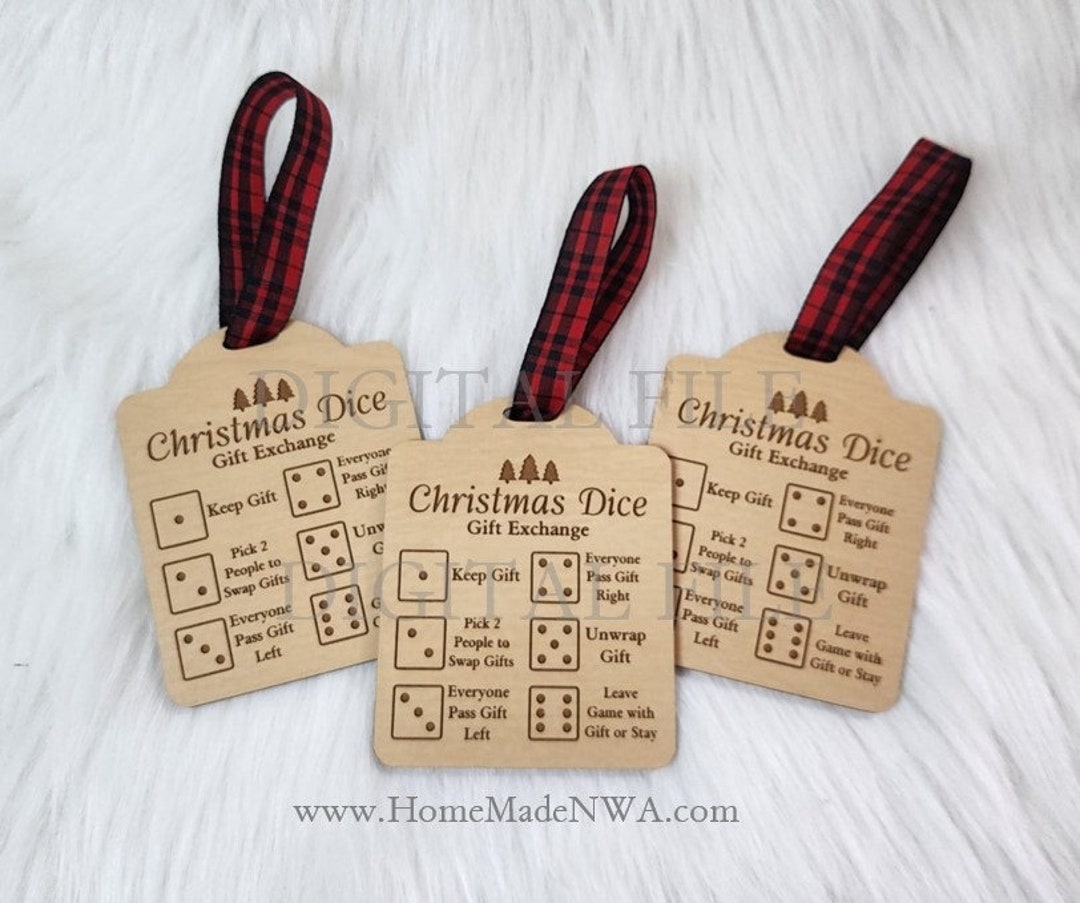 DIGITAL Christmas Dice Gift Exchange Game SVG File Tested in Glowforge ...