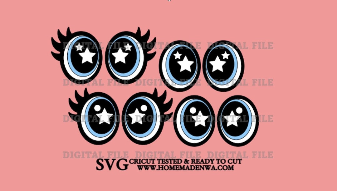 DIGITAL Felt Vinyl Craft Oval Star Eyes Design BUNDLE SVG File - Etsy