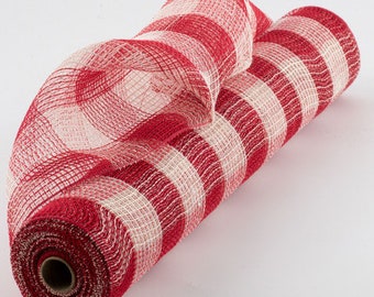 Red and Cream Check Fabric - Etsy