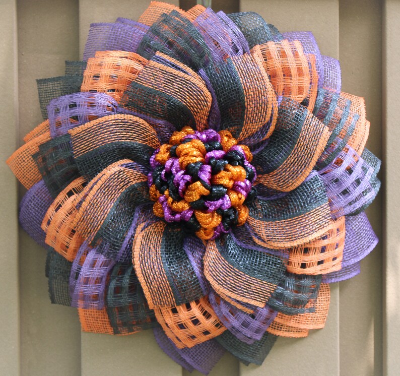 Halloween Wreath Poly Burlap Flower Wreath Halloween Flower - Etsy Halloween Wreath Poly Burlap Flower Wreath Halloween Flower - Etsy