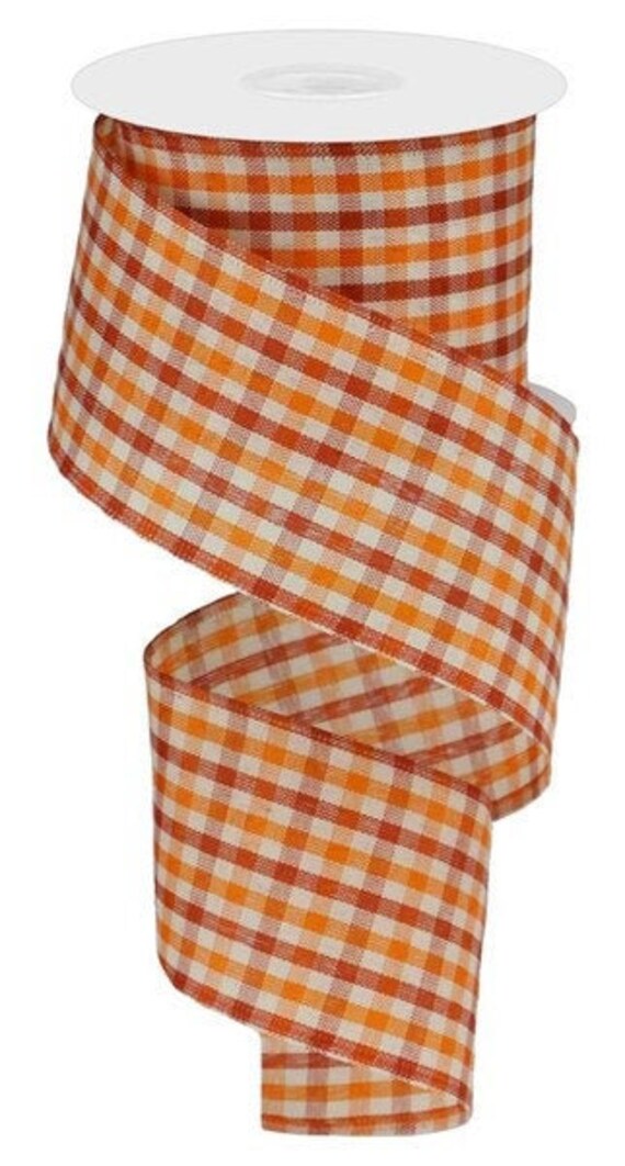Fall Gingham Check Wired Ribbon 2.5 x 10 Yard Roll | Etsy