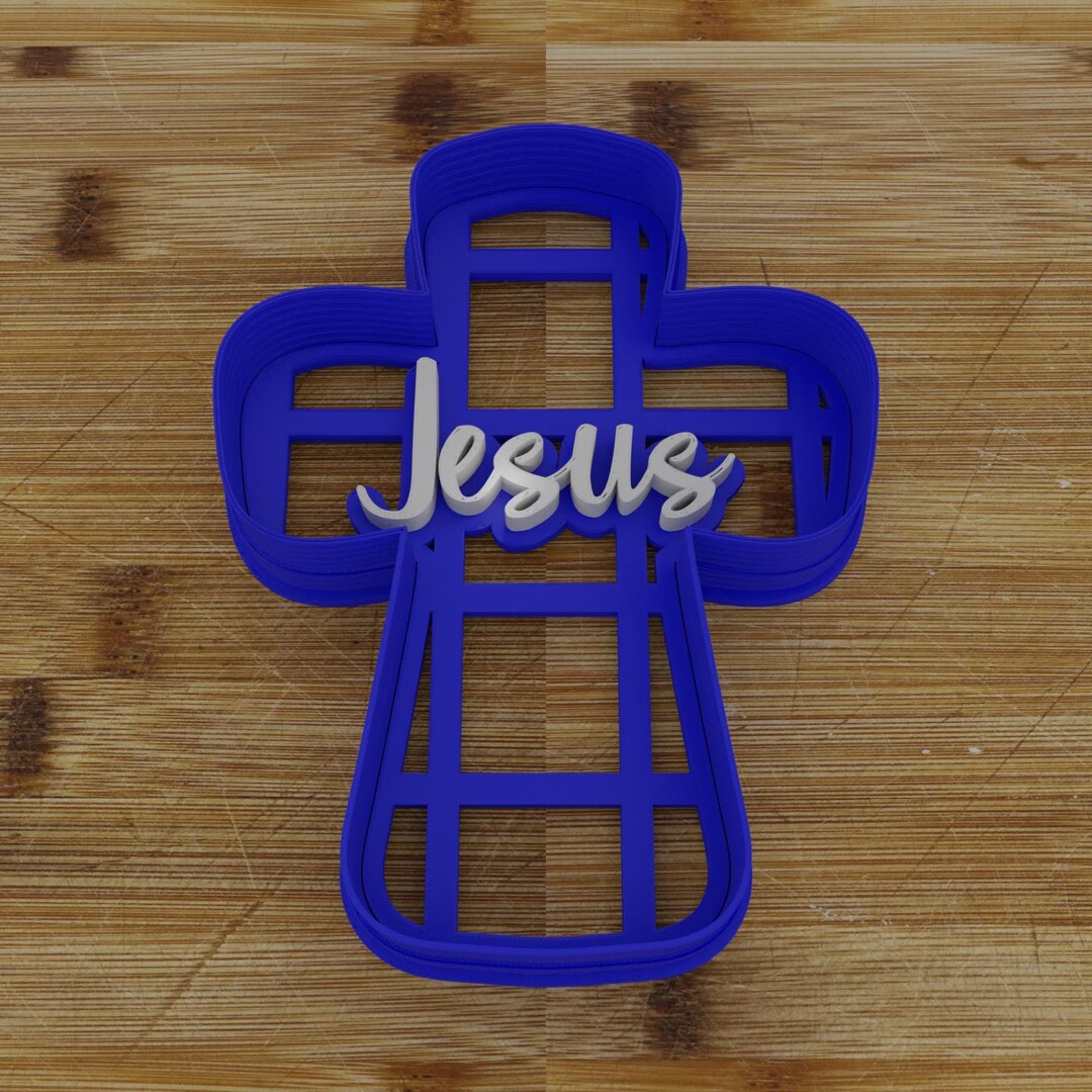 2pc Personalizable Jesus Cross Cookie Cutter & Embosser | Religious ...