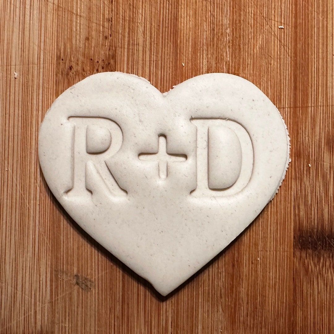 CUSTOM Heart With Initials Cookie Cutter With Plus Sign Valentine's Day ...