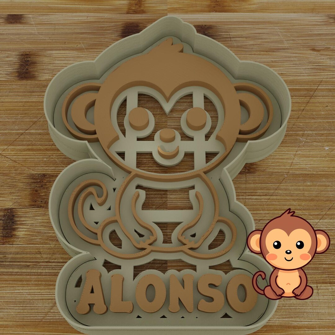 Personalizable 2 Pc. Monkey Cookie Cutter | Jungle Animal Party Favor ...