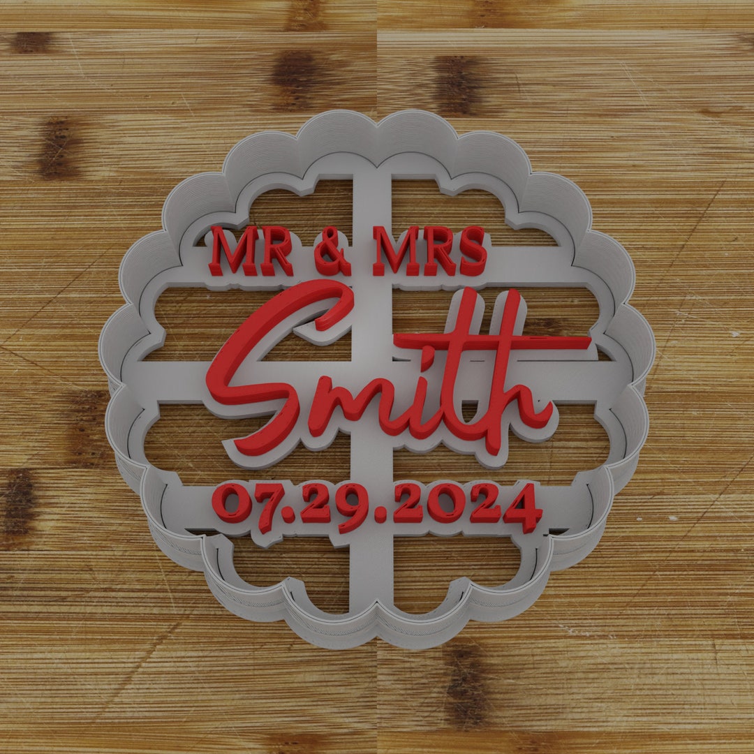 MR and MRS Custom Cookie Cutter With Names and Date | Wedding ...